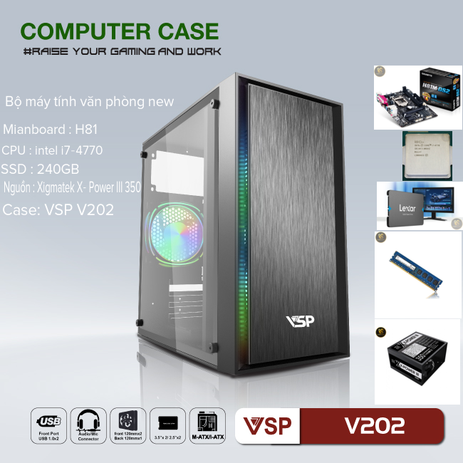 Máy tính văn phòng i7-4470, ram 8gb, ssd 240gb - Vi Tính Thủ Đức