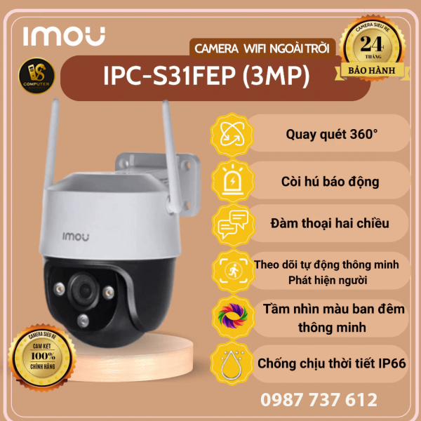 Camera Wifi Imou 3.0mp IPC-S31FEP Chính Hãng - đàm thoại 2 chiều, quay ...
