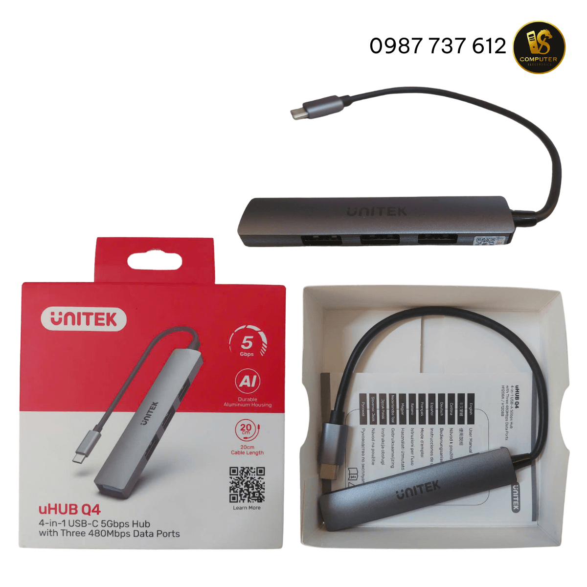 Cáp chuyển đổi TYPE C ra 4 USB và 1 micro USB Unitek H1107A 3.0 tại ...