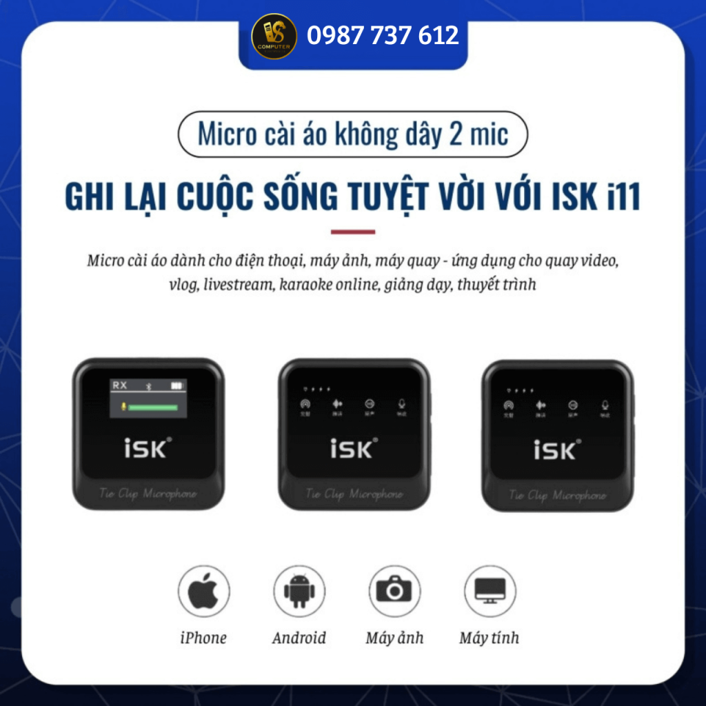 Micro Micro Cài Áo ISK iM11 (Loại 2 Mic 1 Đầu Thu) - Dành Cho Điện ...